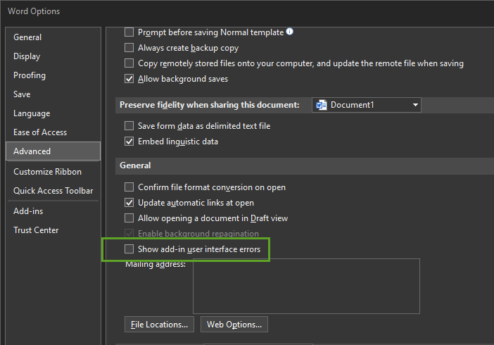 Forte ribbon and tab does not appear in Word