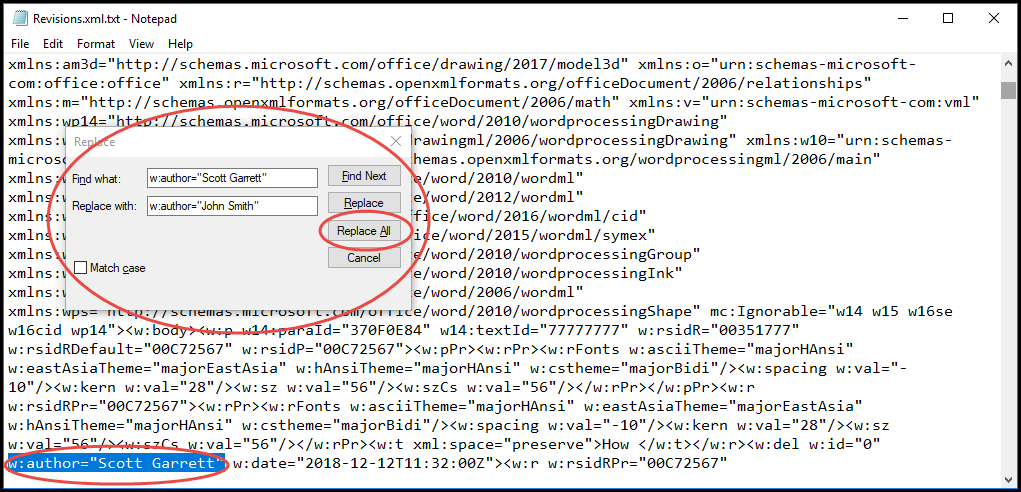 How to change the author of revisions and comments