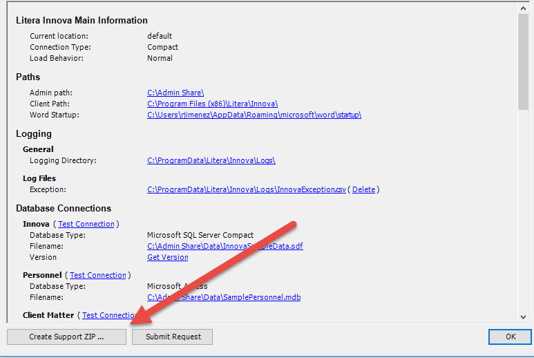 Creating a Support ZIP for Innova