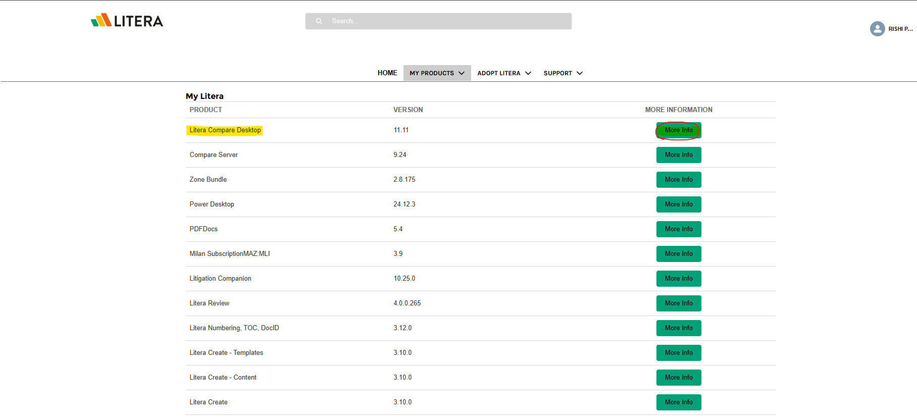 Getting the license key information for installing Litera Compare Desktop