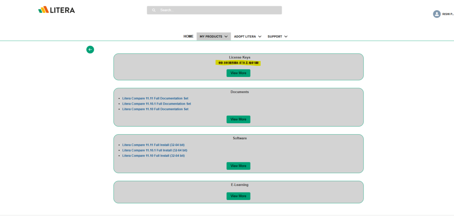 Getting the license key information for installing Litera Compare Desktop
