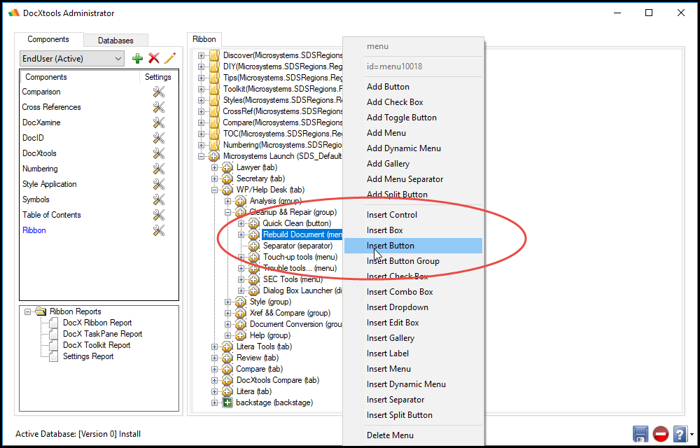 How to add a VBA button to DocXtools