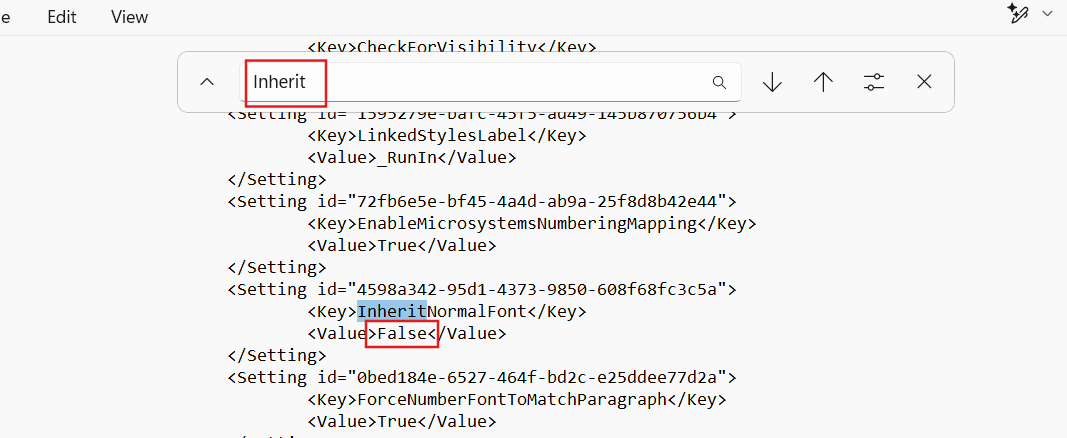 NTD- Numbering Scheme font needs to match Normal style.