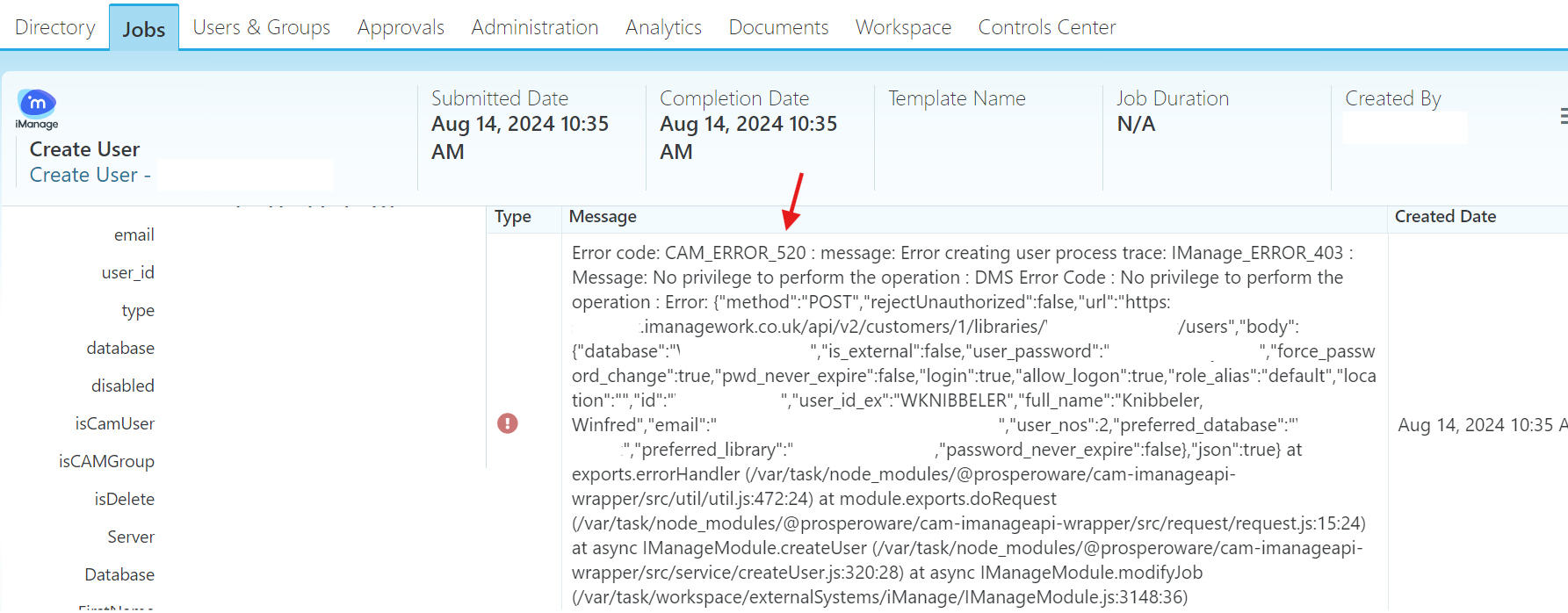 No Privilege to Perform Operation: Creation Errors