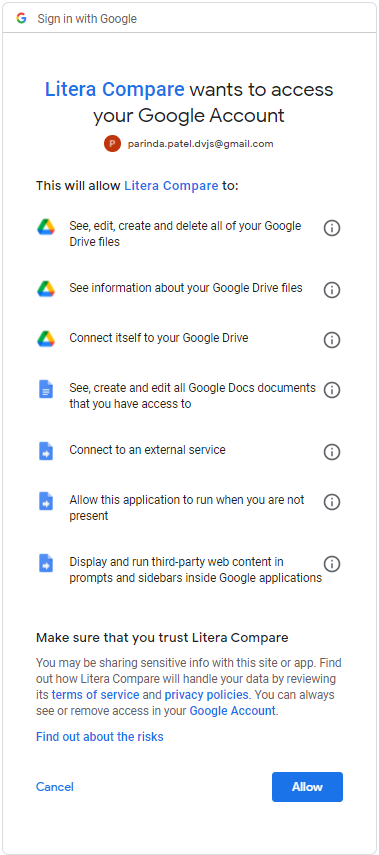 Adding Litera Compare O365 to Google Workspace