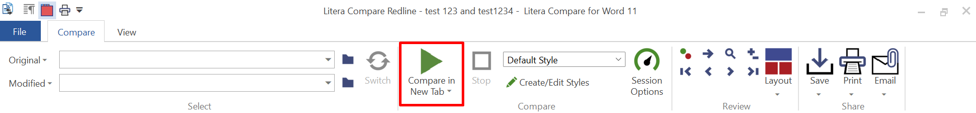 Configuring the "Compare in New Tab" Feature in Litera Compare for Word