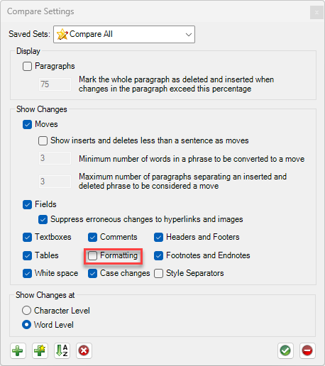 Managing DocXtools Compare Sets in Your Database System