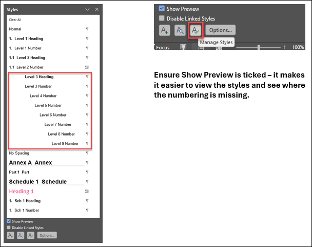 Restoring Missing Numbering Styles in Microsoft Word Documents