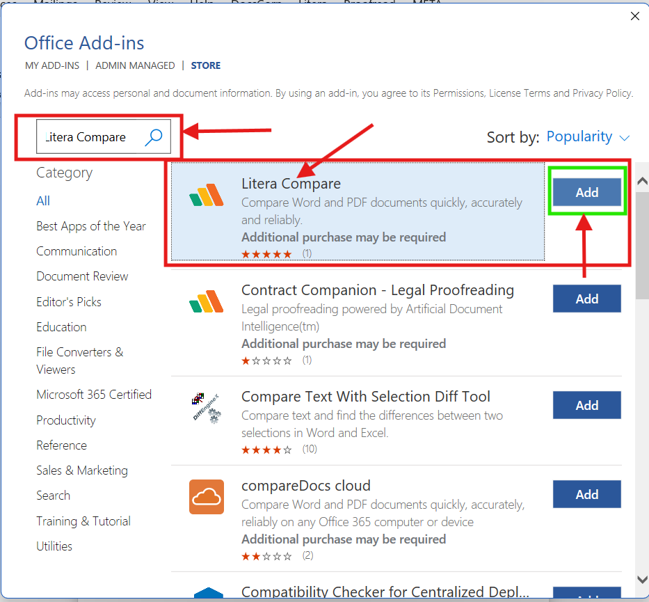 Litera Compare O365 – Litera Compare O365 Integration with Microsoft Word