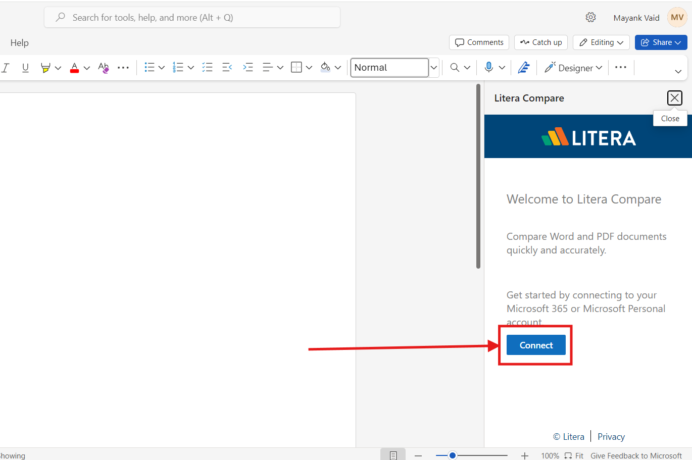 Litera Compare O365 – Litera Compare O365 Integration with Microsoft Word