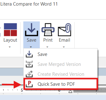 How to enable Quick Save to PDF in Litera Compare for Word