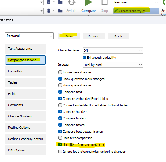 Enable "Litera Compare Converter"