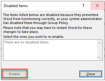 Litera Add-in Not Showing In Microsoft Word - Check for Disabled Items