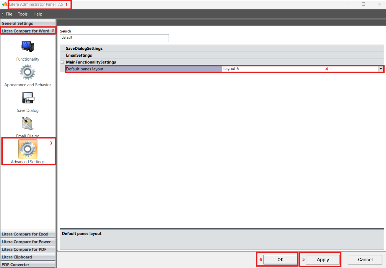 How to set default layout within Litera Compare for Word and the Litera ...