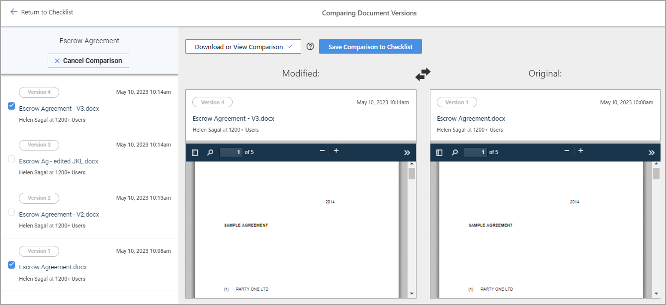 Reviewing and comparing documents