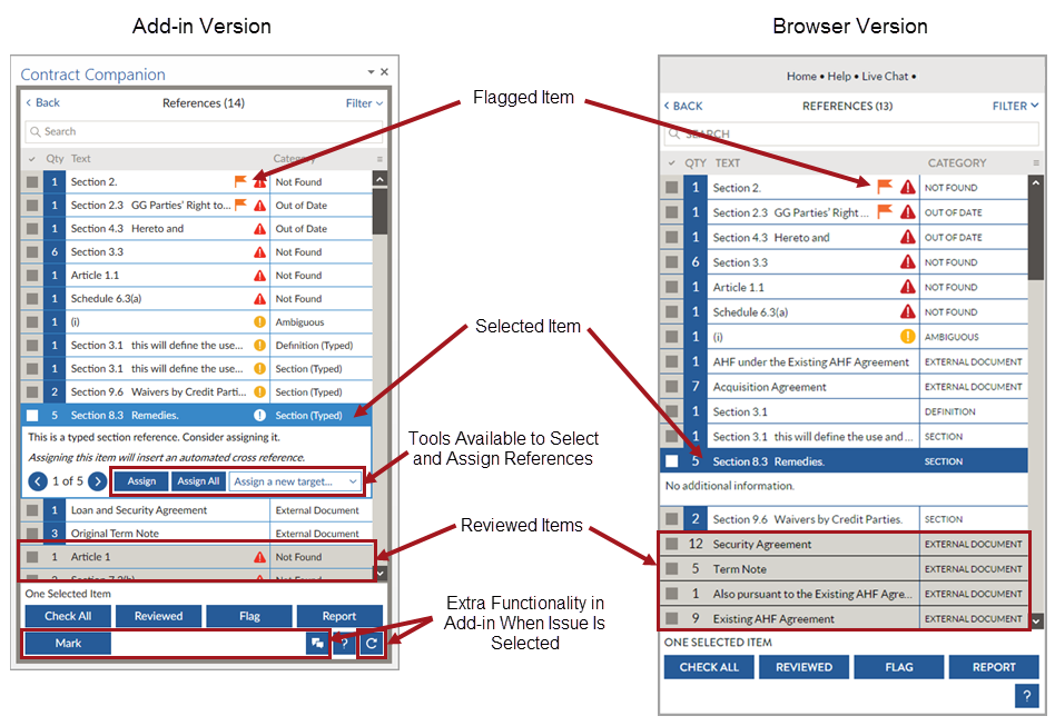 Review and Resolve References in Contract Companion