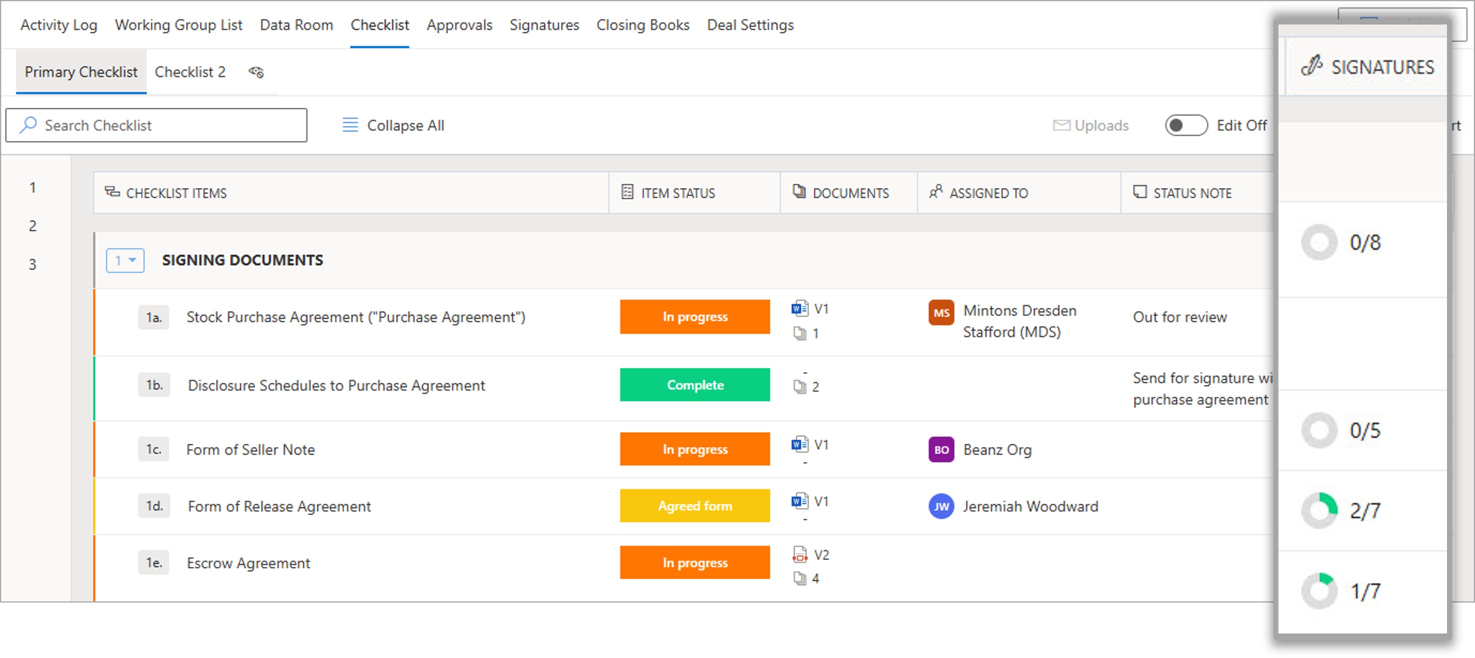 Monitoring signatures
