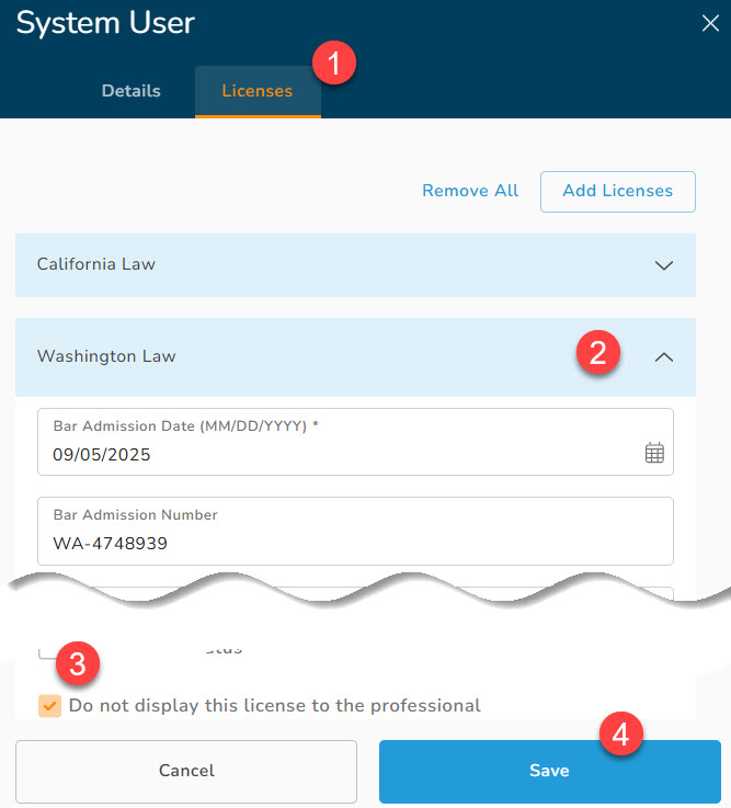 How to Hide User's License in Portal