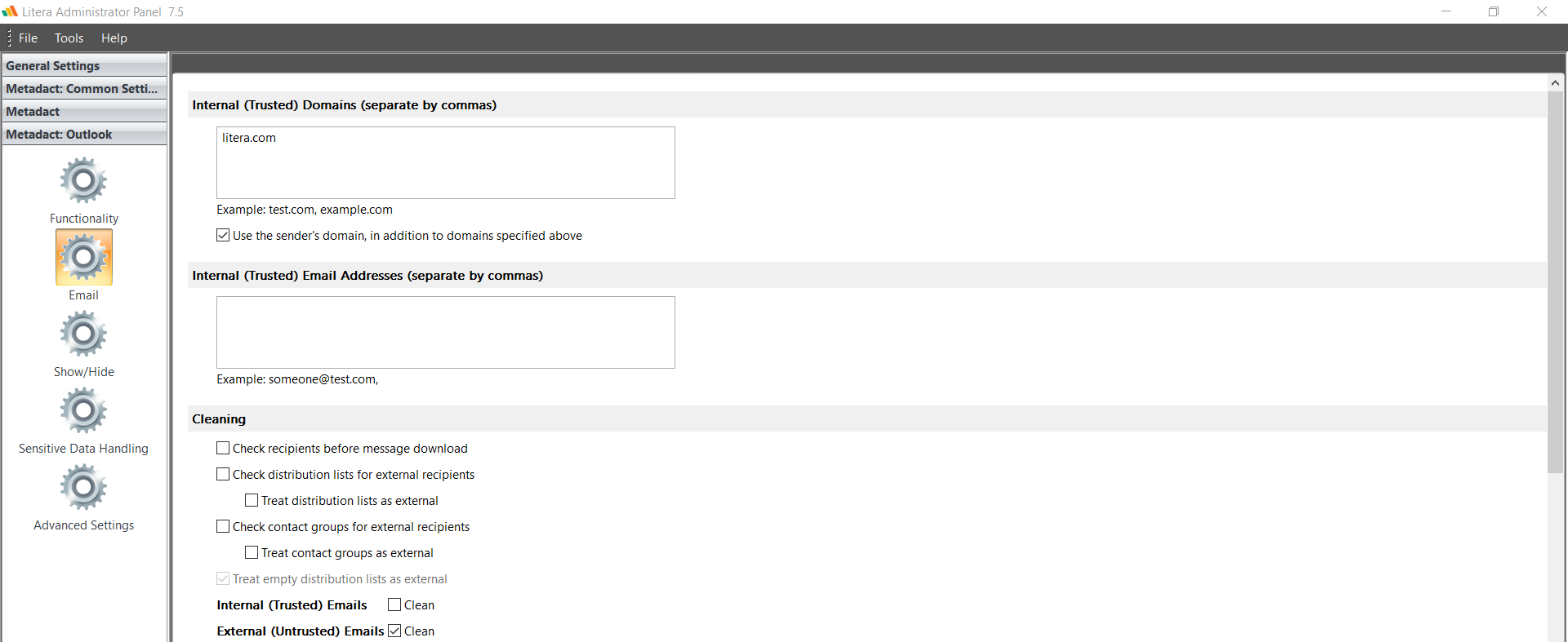Configuring Metadact to not clean Internal Distribution Lists