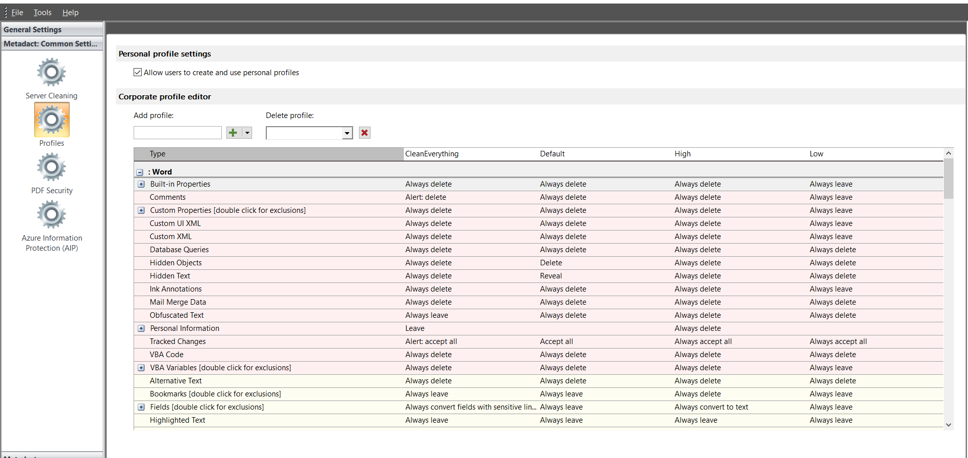 How to Add/Edit Metadact cleaning profiles in Litera Administrator Panel