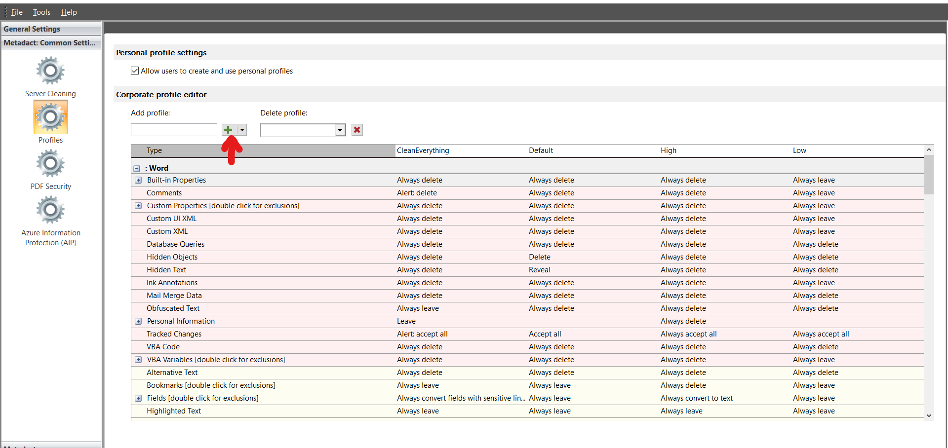 How to Add/Edit Metadact cleaning profiles in Litera Administrator Panel