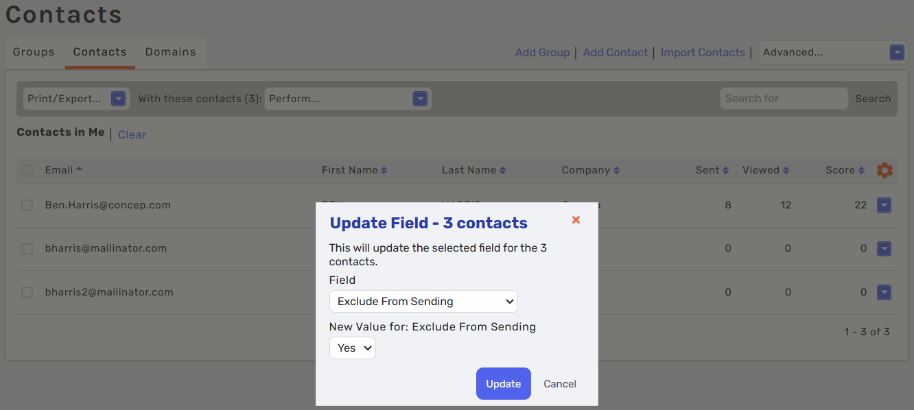 Utilizing the Exclude From Sending Feature