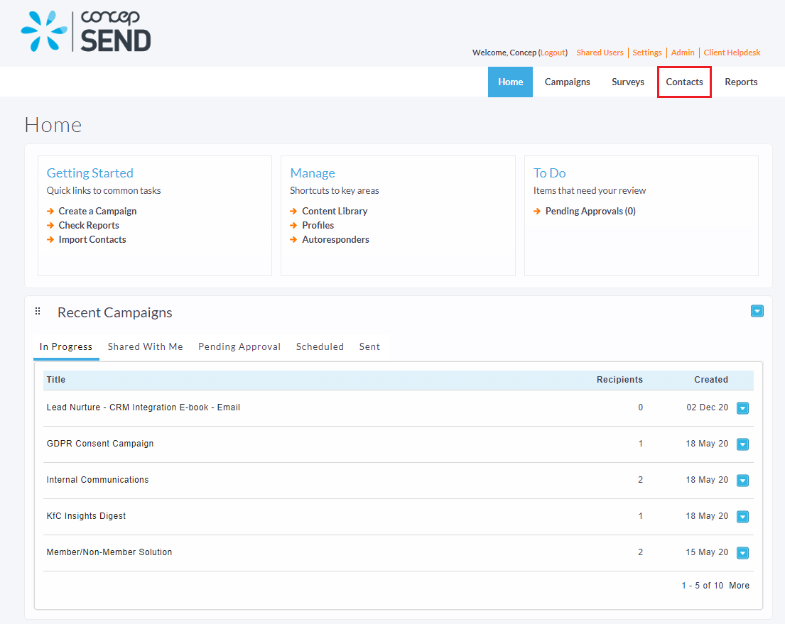 Exporting Contact Groups in Concep