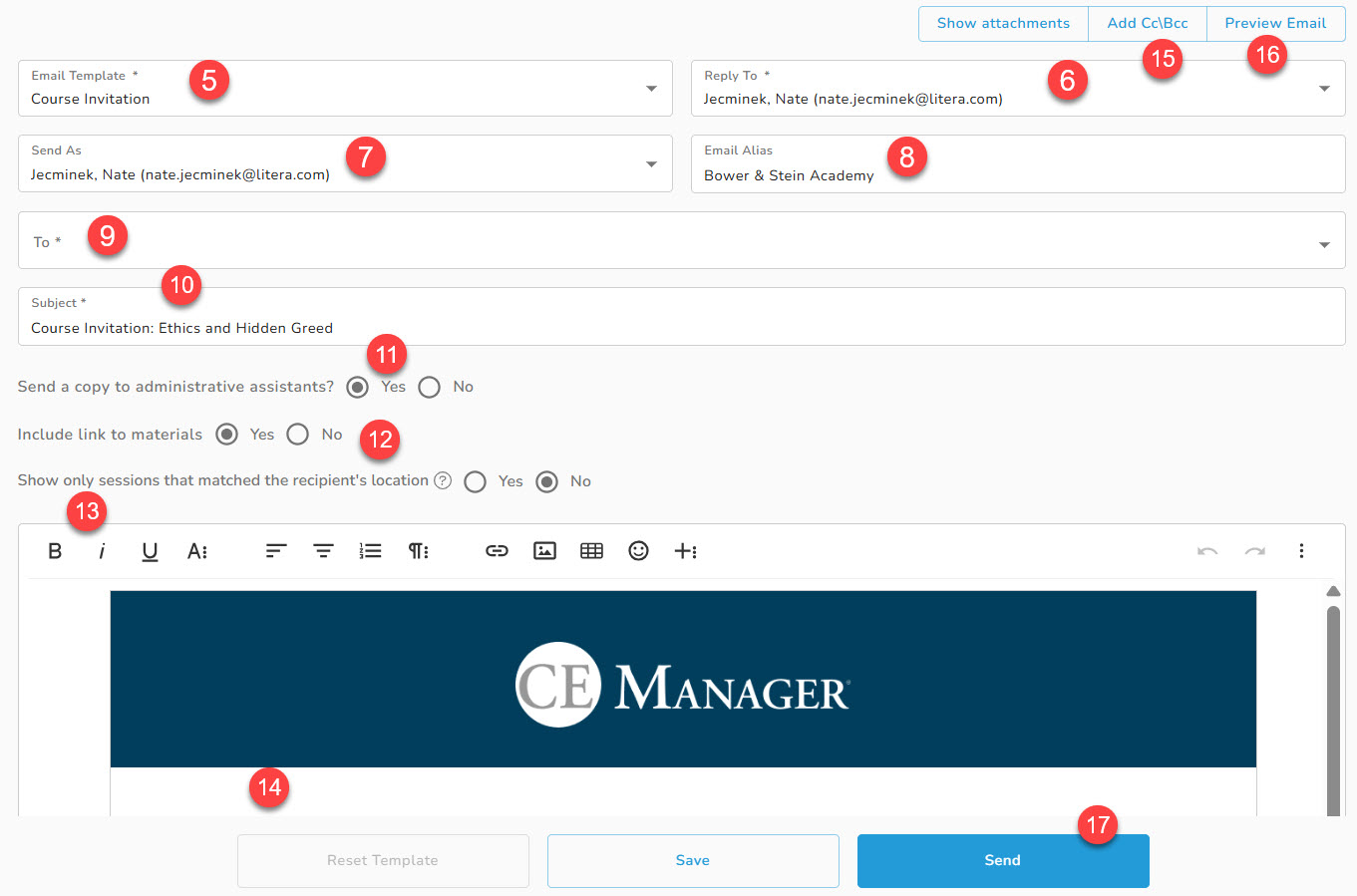 Send Invitations for Multiple Learning Sessions