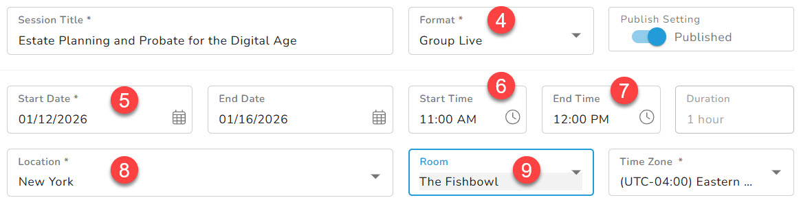 Create a Recurring Session