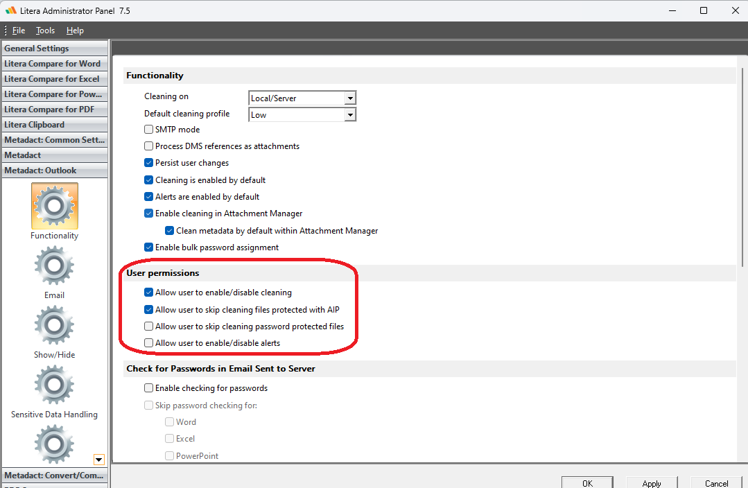Enable Cleaning Option in Outlook After Metadact Installation