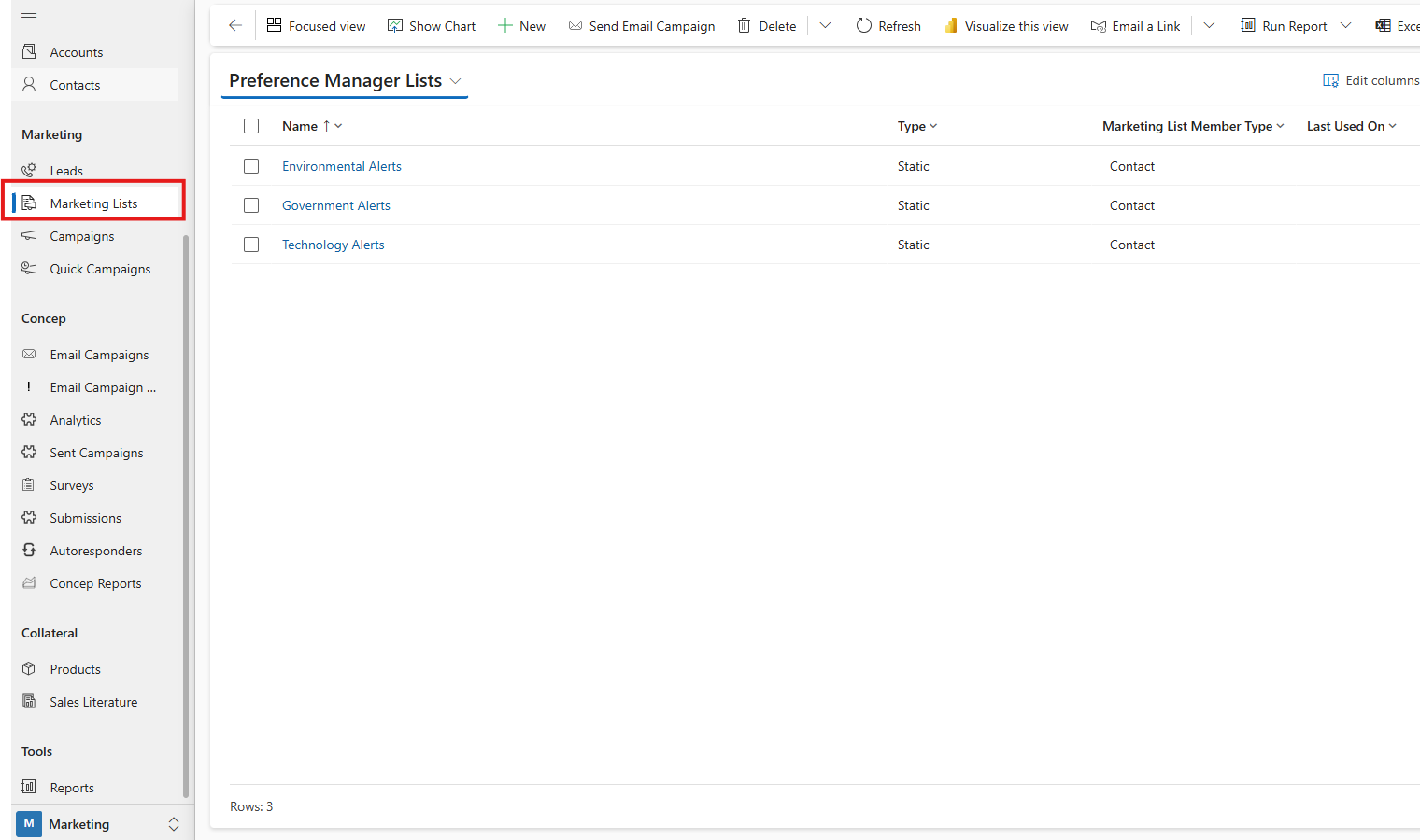 Provide Marketing List IDs for Preference Manager