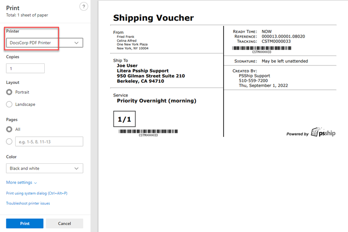 Shipping Voucher Quick Reference