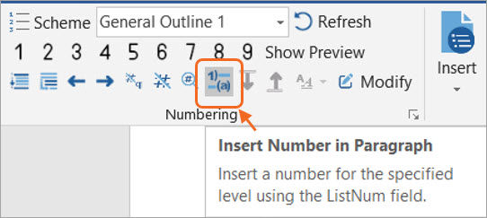 How to Display Two Outline Numbers on the Same Line in Litera NTD