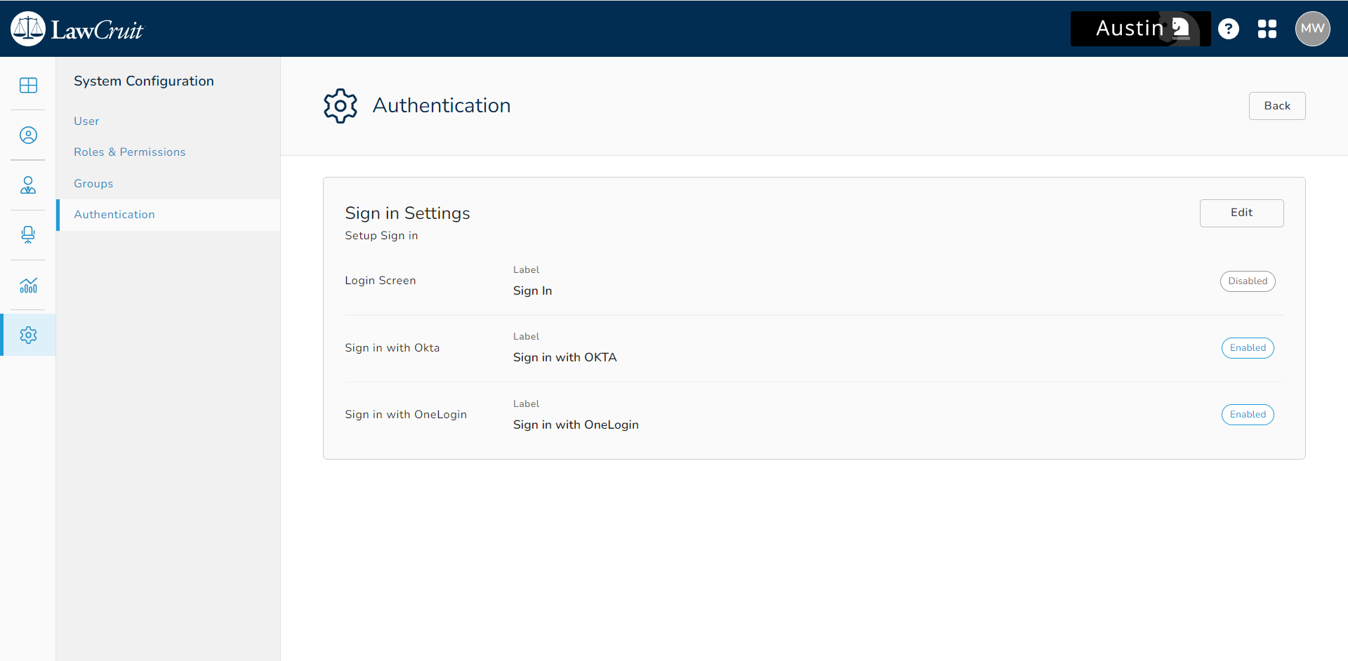 Enable or Disable Single Sign-On (SSO) in LawCruit 2.0