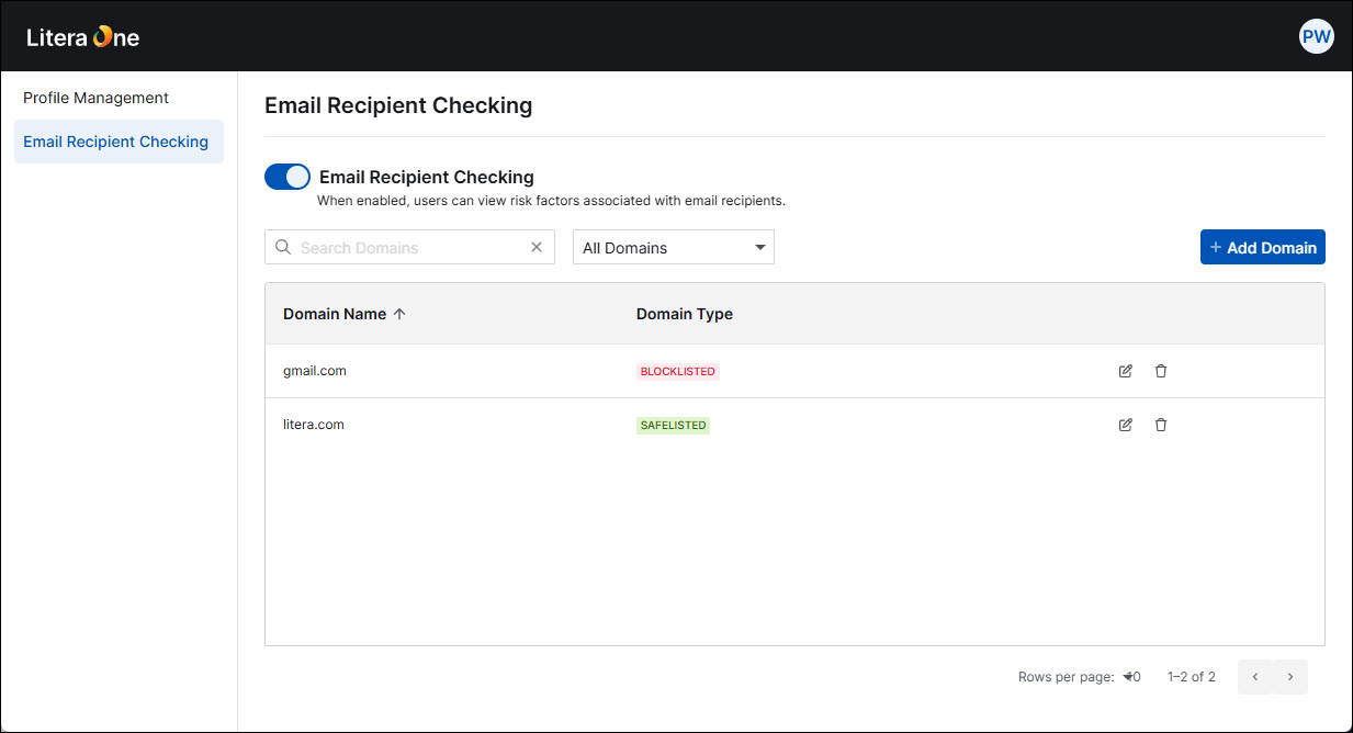 Email Recipient Checking
