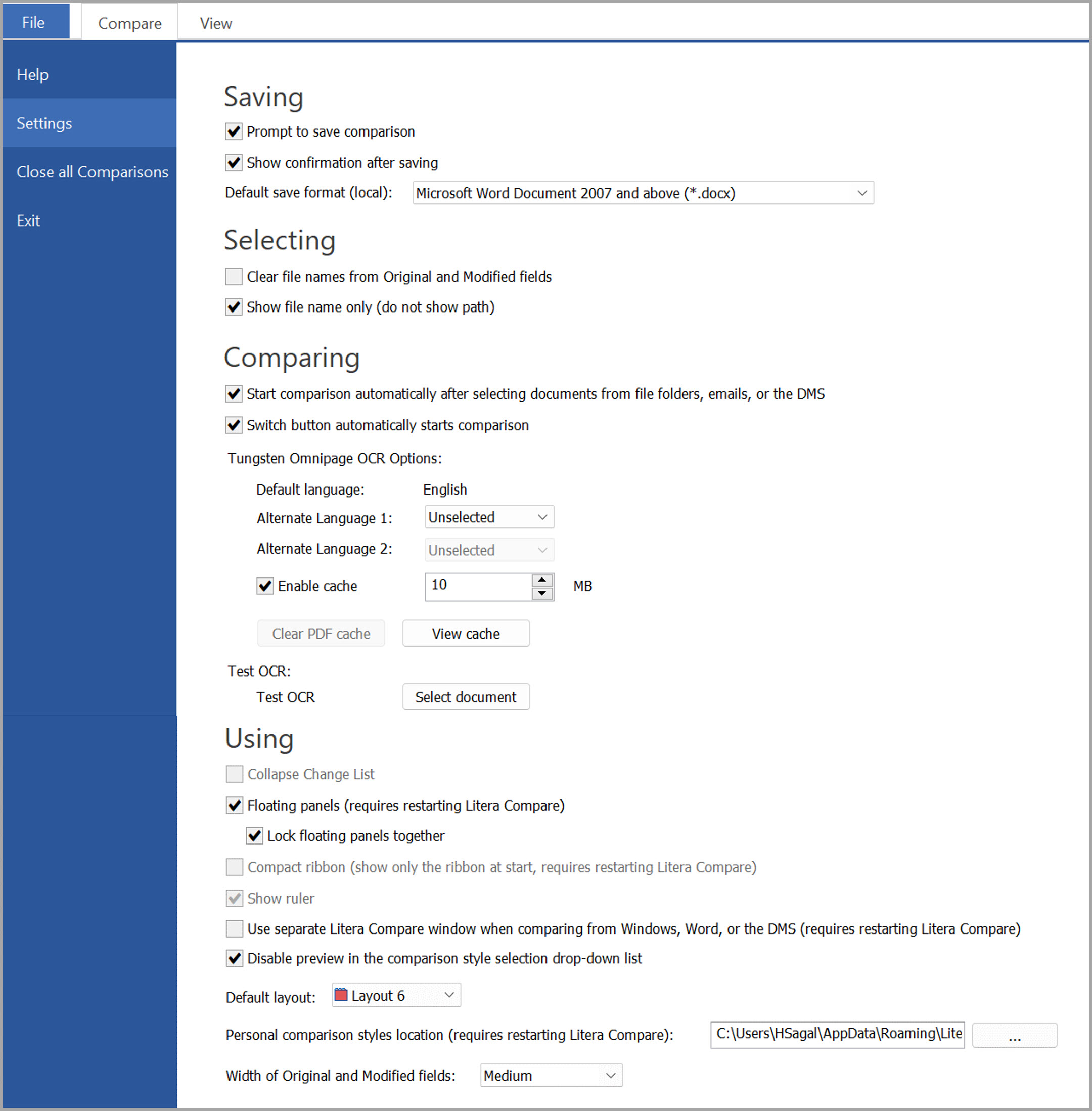 Litera Compare for Word Quick Reference