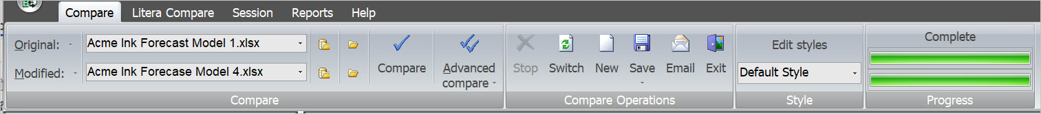 Litera Compare for Excel Quick Reference