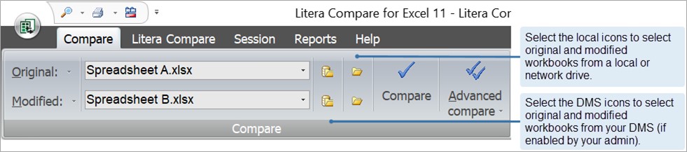 Litera Compare for Excel Quick Reference