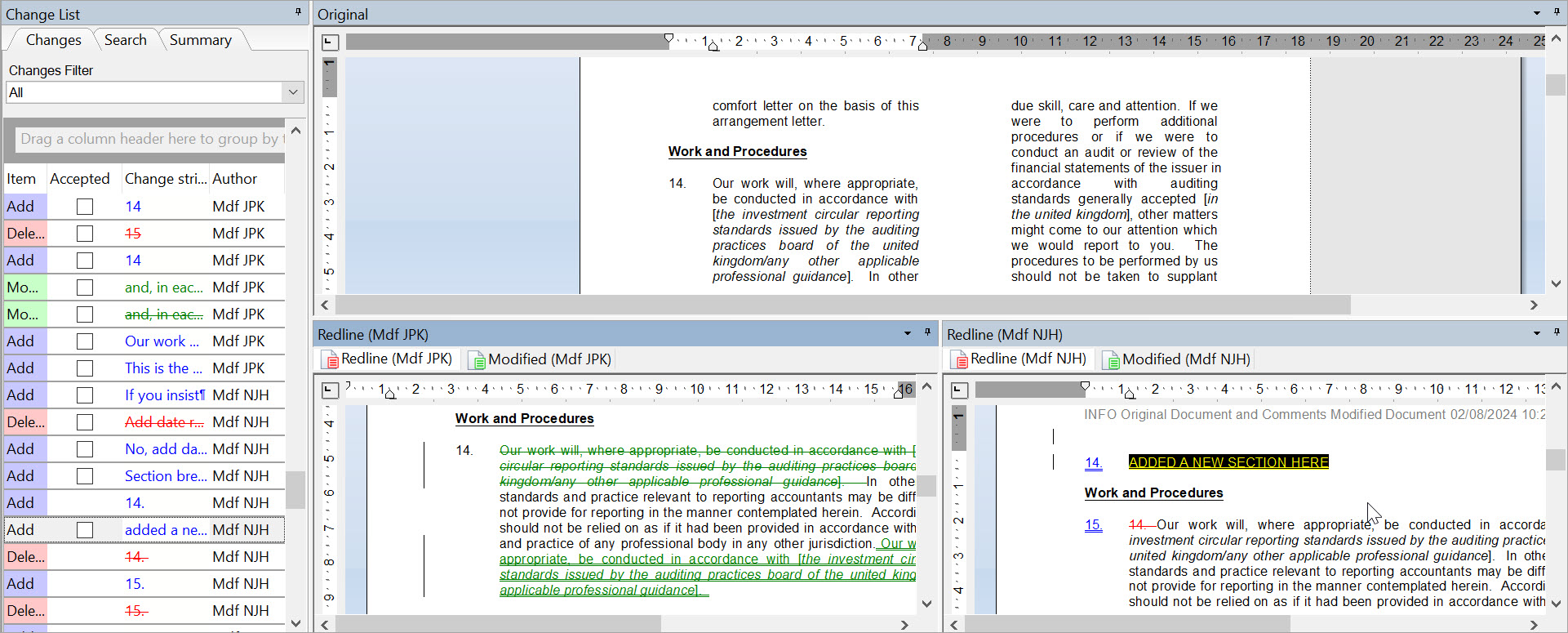 Running comparisons in Litera Compare for Word