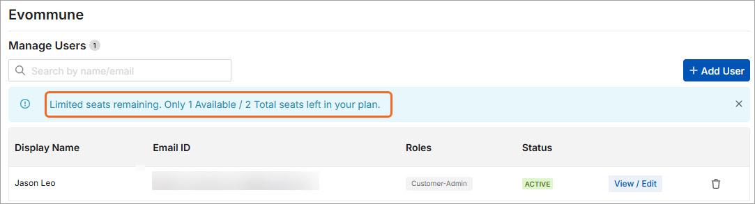 How many users do I have configured against my subscription?