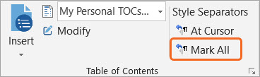 Manually marking TOC entries