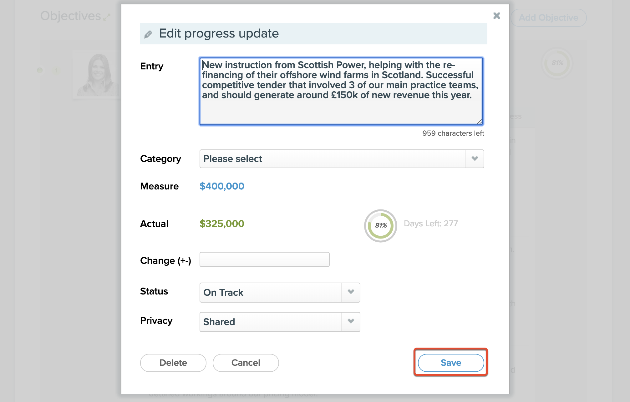 How do I edit a Progress Update?