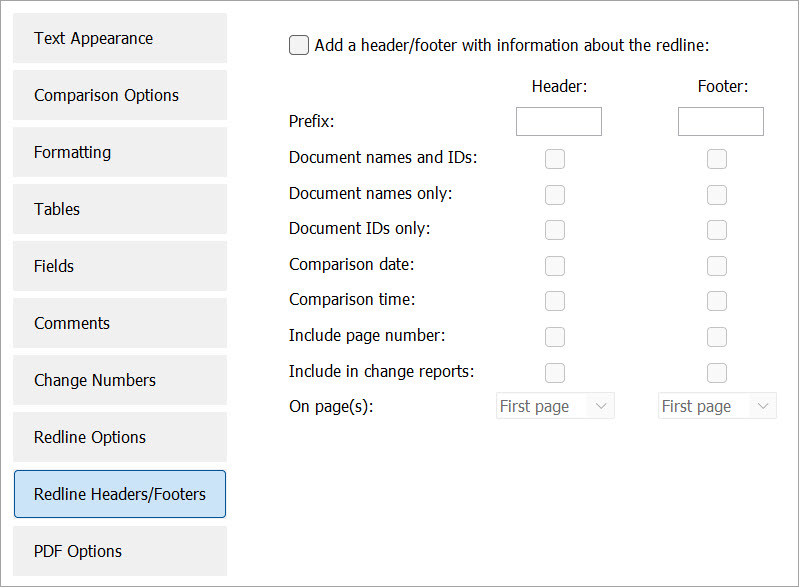 Comparison style settings in Litera Compare for Word
